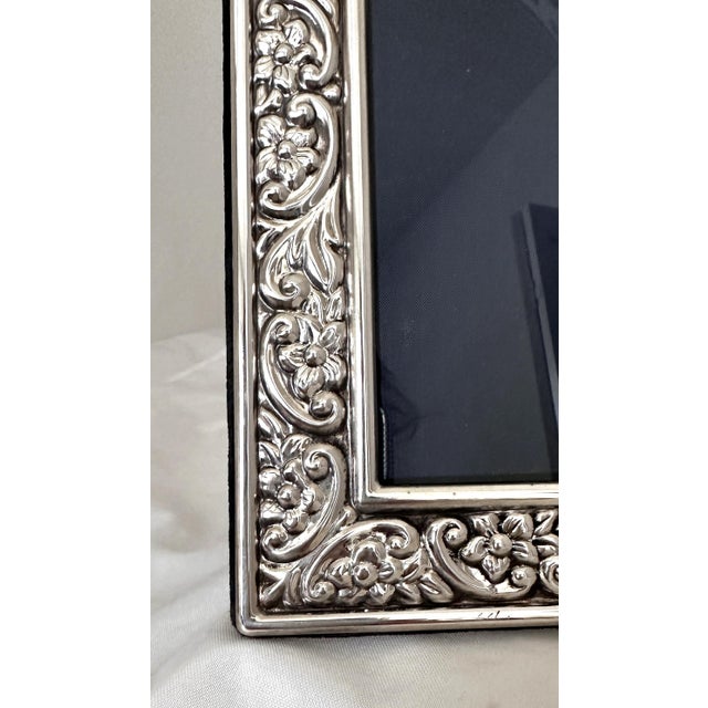 1990s Large English Sterling Silver Repousse Horizontal & Vertical ...