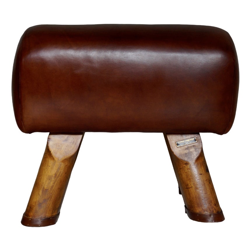 Vintage Leather Pommel Foot Stool, 1940 | Chairish