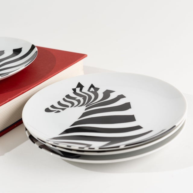 Vintage Fitz and Floyd Zebra Plates - Set of 4 | Chairish