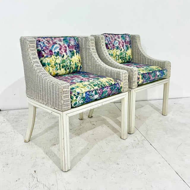 Vintage Wicker Ficks Reed Arm Chairs- a Pair | Chairish