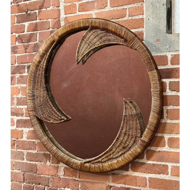 Vintage Gabriella Crespi Style BoHo Wicker Rattan Round Wave Wall ...