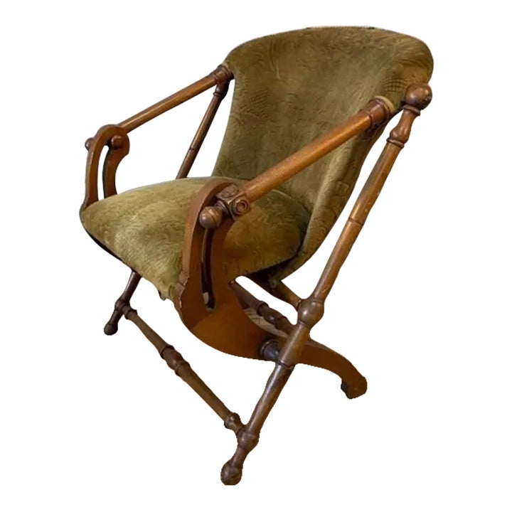 Vintage George Hunzinger Velvet Folding Accent Side Chair Stamp Patent ...