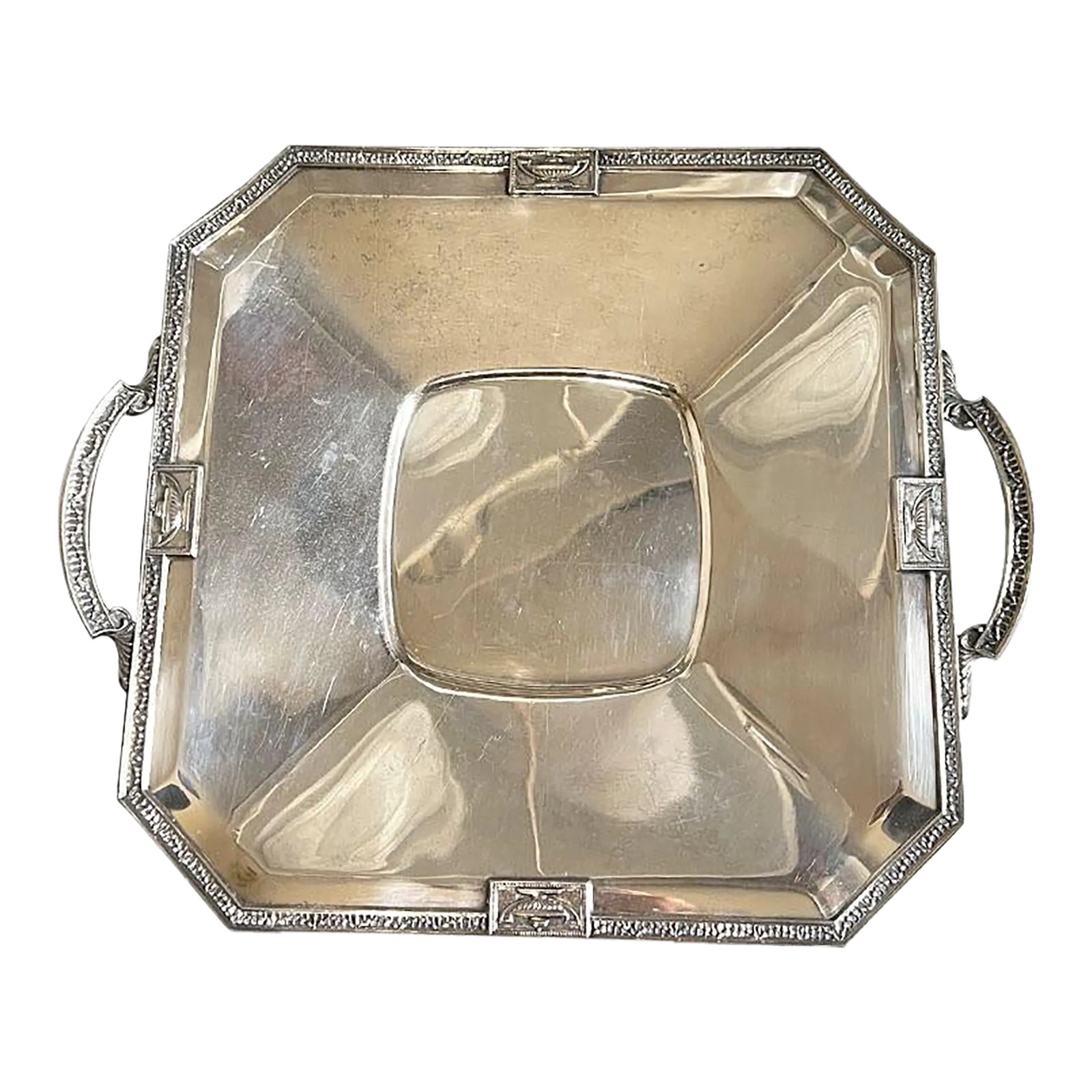 Antique Edwardian Square Silverplate Serving Tray by Lawrence B. Smith ...