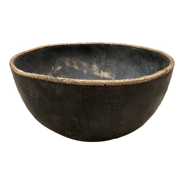 Mid 20th Century Oversized Vintage Wood Bowl Vessel | Chairish