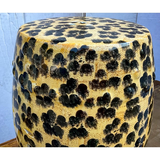 Hollywood Regency Style Ceramic Leopard Garden Stool. / Side Table ...