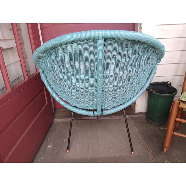 Vintage Mid Century Modern Round Hoop Rattan Scoop Chair | Chairish