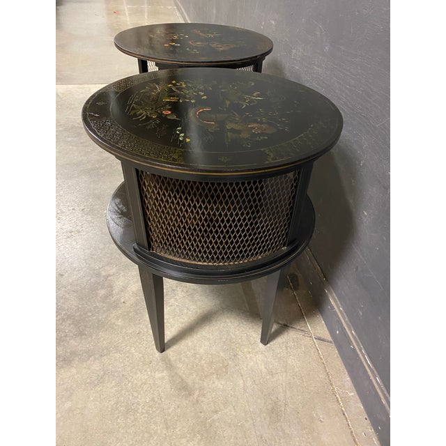 1950s Vintage Regency Style Chinoiserie Side Tables (Pair) | Chairish