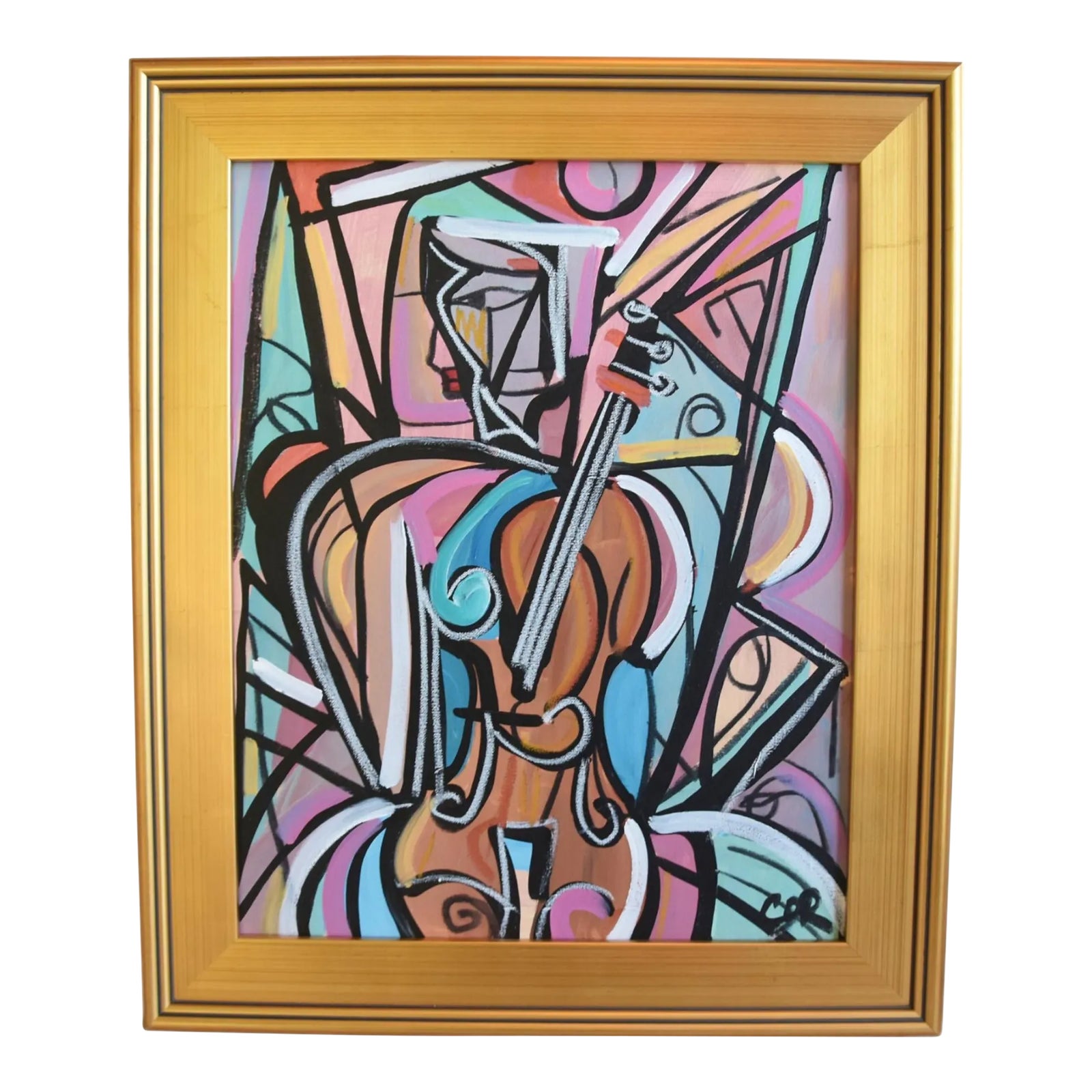 Contemporary Modern Cubism Portrait of a Person Playing a Musical ...