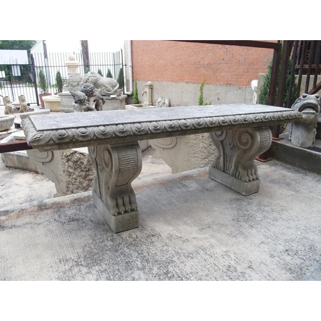 Pair of Sculpted Italian Limestone Garden Benches With Shaped Legs and ...