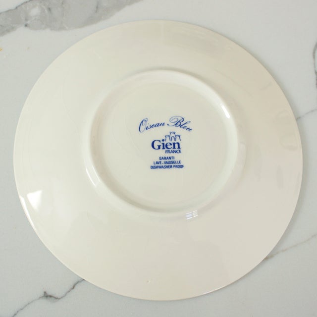 Gien France Earthenware Oiseau Blue Breakfast Saucers S/6 | Chairish