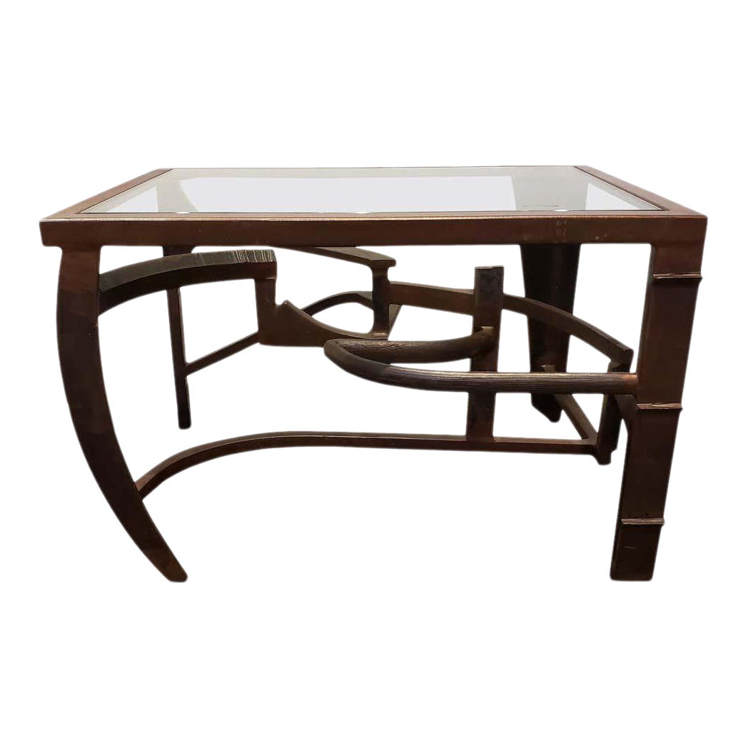 Artisan Crafted Iron and Glass Table Postmodern Brutalist | Chairish