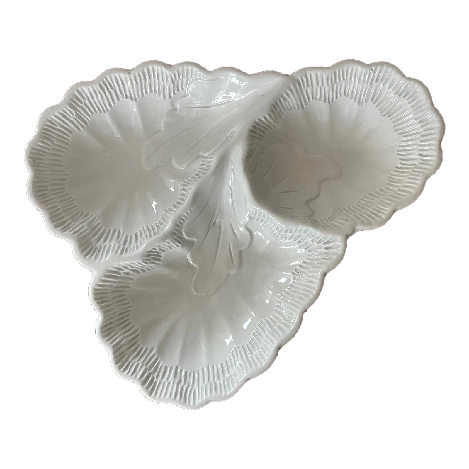 Mid-Century Modern White Ceramic Italian Three-Section Tray | Chairish