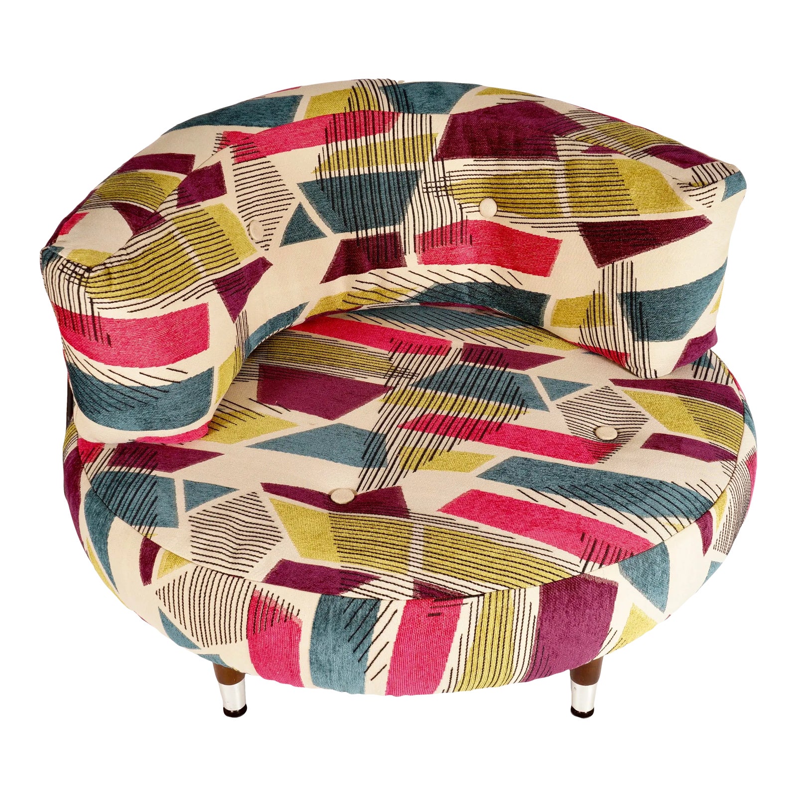 Mid 20th Century Vintage Mid-Century Modern Round Swivel Lounge Chair ...