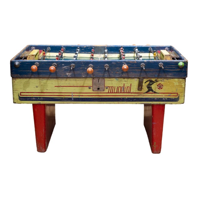 Vintage Mexican Foosball Table With Metal Players C.1940 | Chairish