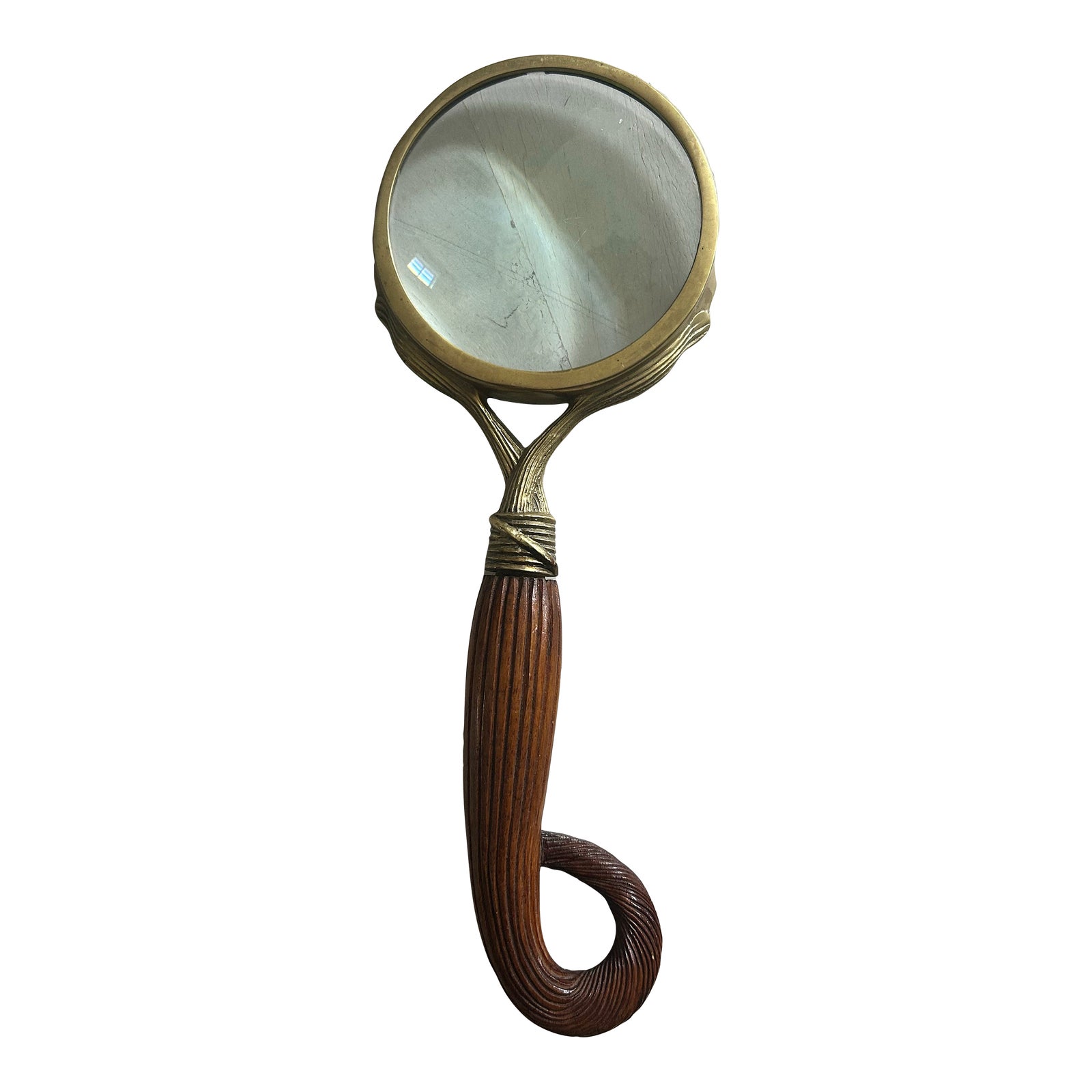 Mid 20th Century Brass Carved Magnifying Glass, Korea | Chairish