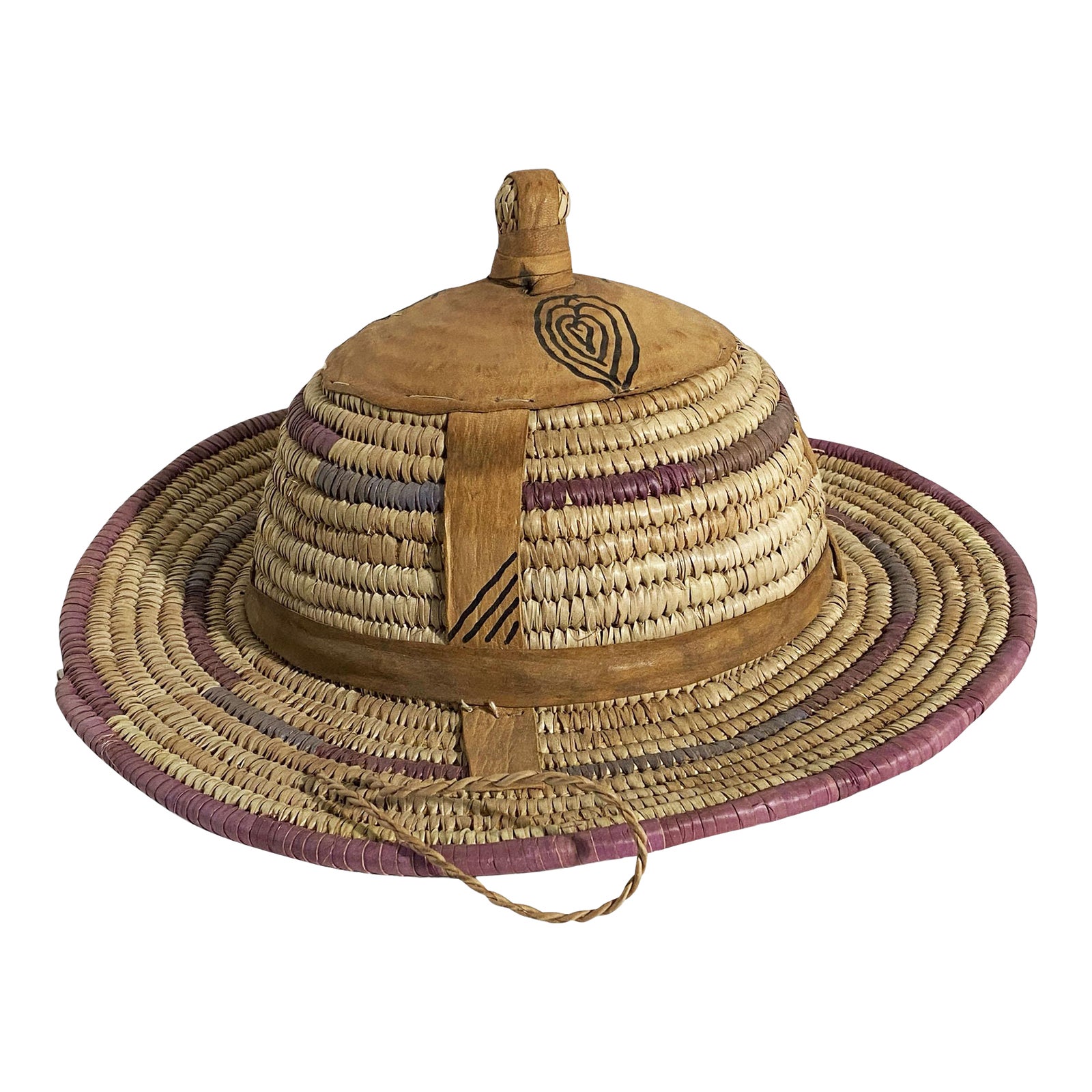 African Dogon Tribe Mali Straw Chief Hat 15" Diameter | Chairish