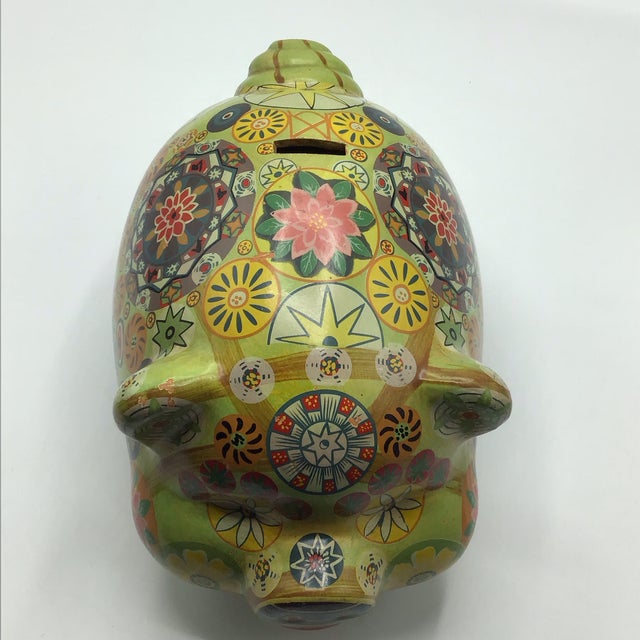 Hand Painted Mexican Folk Art Pottery Piggy Coin Bank | Chairish
