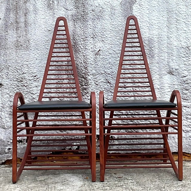 Vintage Italian Architectural Chairs After Gio Ponte - a Pair | Chairish