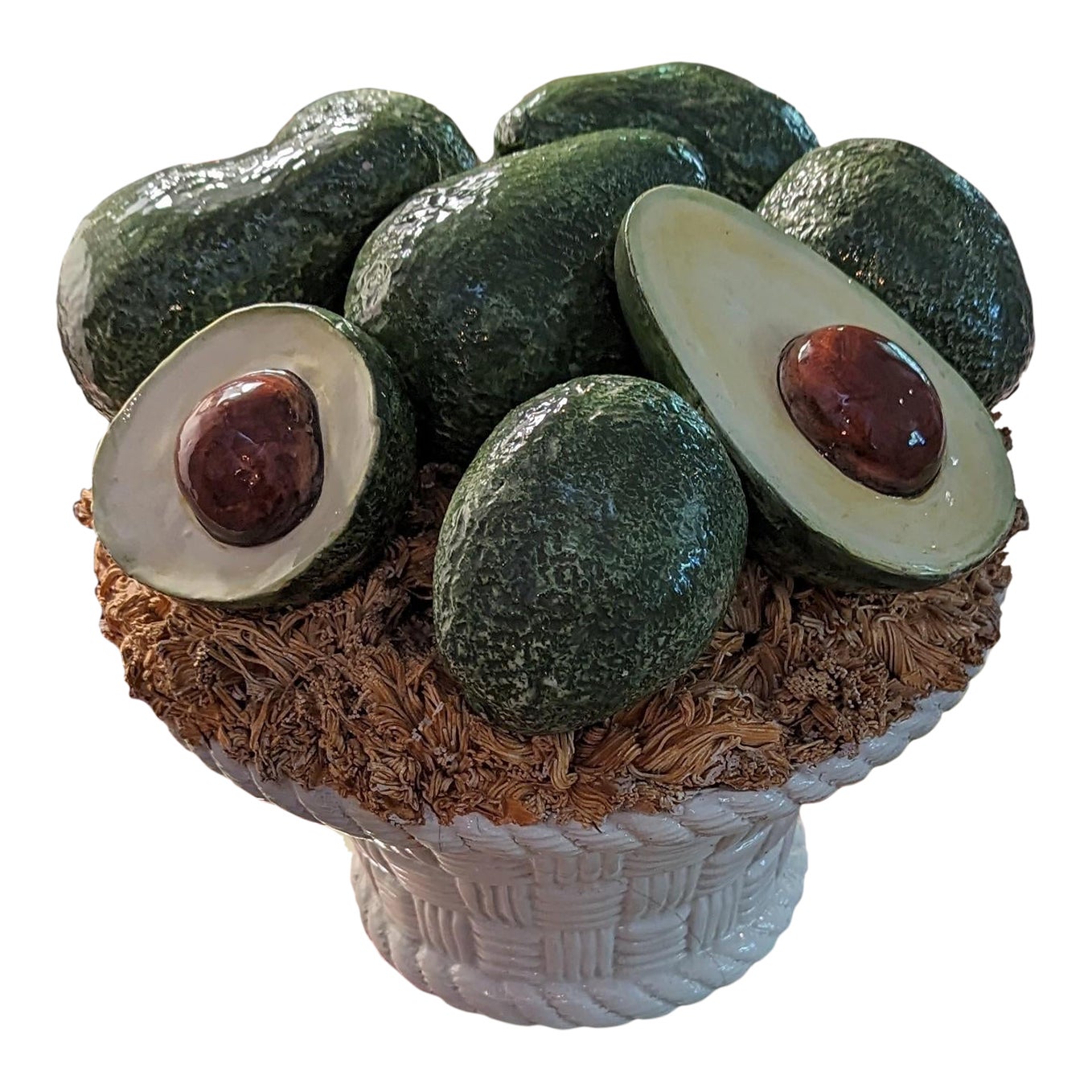 Vintage Italian Basket of Avocados | Chairish