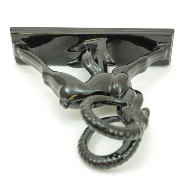 Art Deco Royal Haeger Style Ceramic Sculptural Ram Ibex Black | Chairish