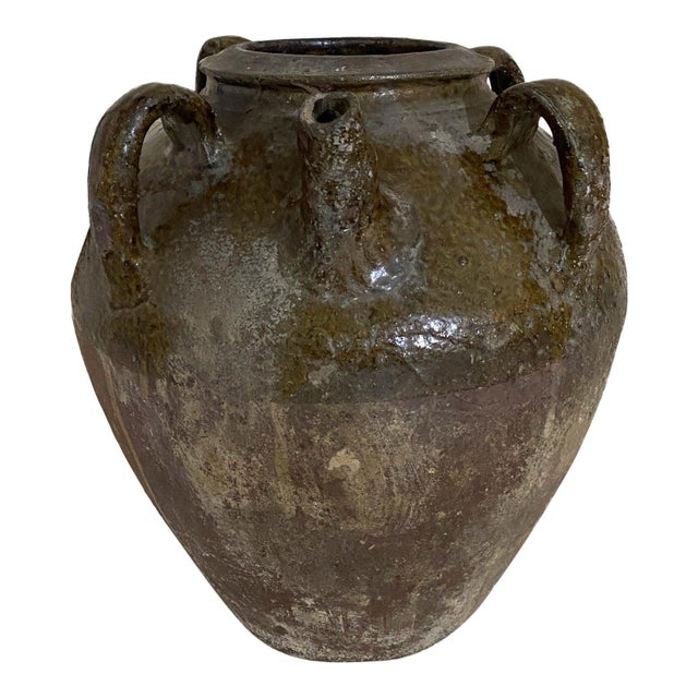 Old Asian Earthenware Pottery Storage Jar | Chairish