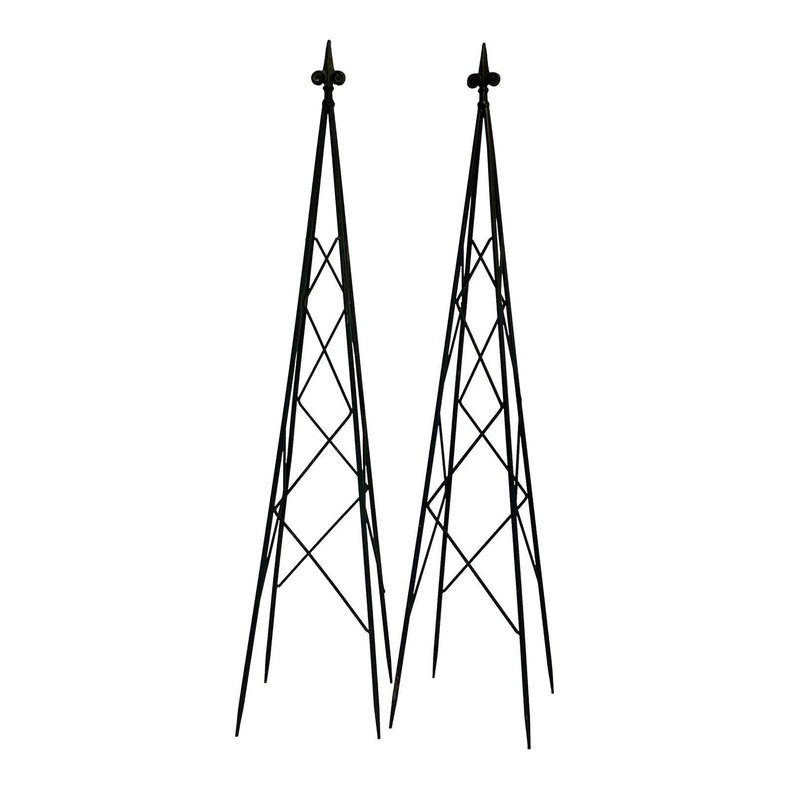 1980s Vintage French Art Deco Fleur De Lis Garden Topiary Trellises - A ...