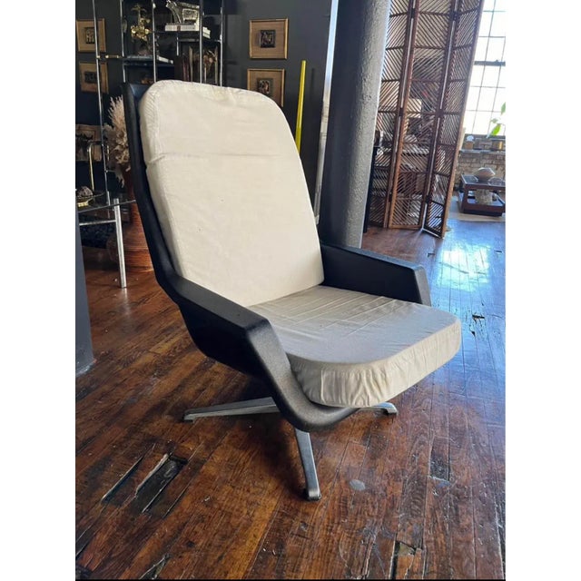 1970s Black Swivel "Evil Villain" Chair Attributed to Overman | Chairish