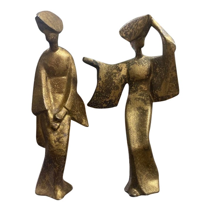 Mid Century Modern James Mont Gilt Cast Iron Geisha Figures -a Pair ...