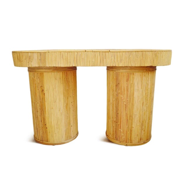Deco Rattan Stick Console Table | Chairish