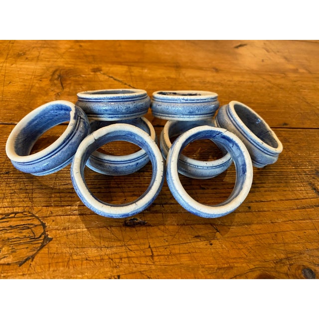 Vintage Handmade Hand-Painted Ceramic Napkin Rings- Set of 8 | Chairish