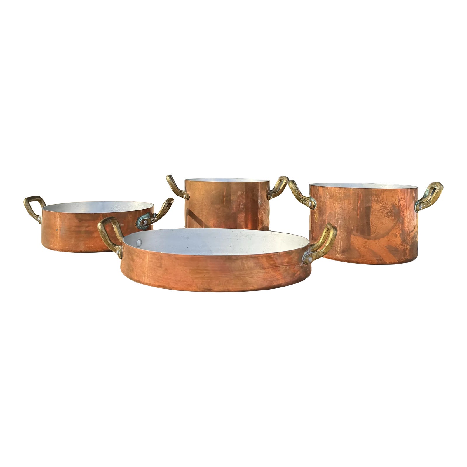 Set of 4 Antique Copper Pots | Chairish
