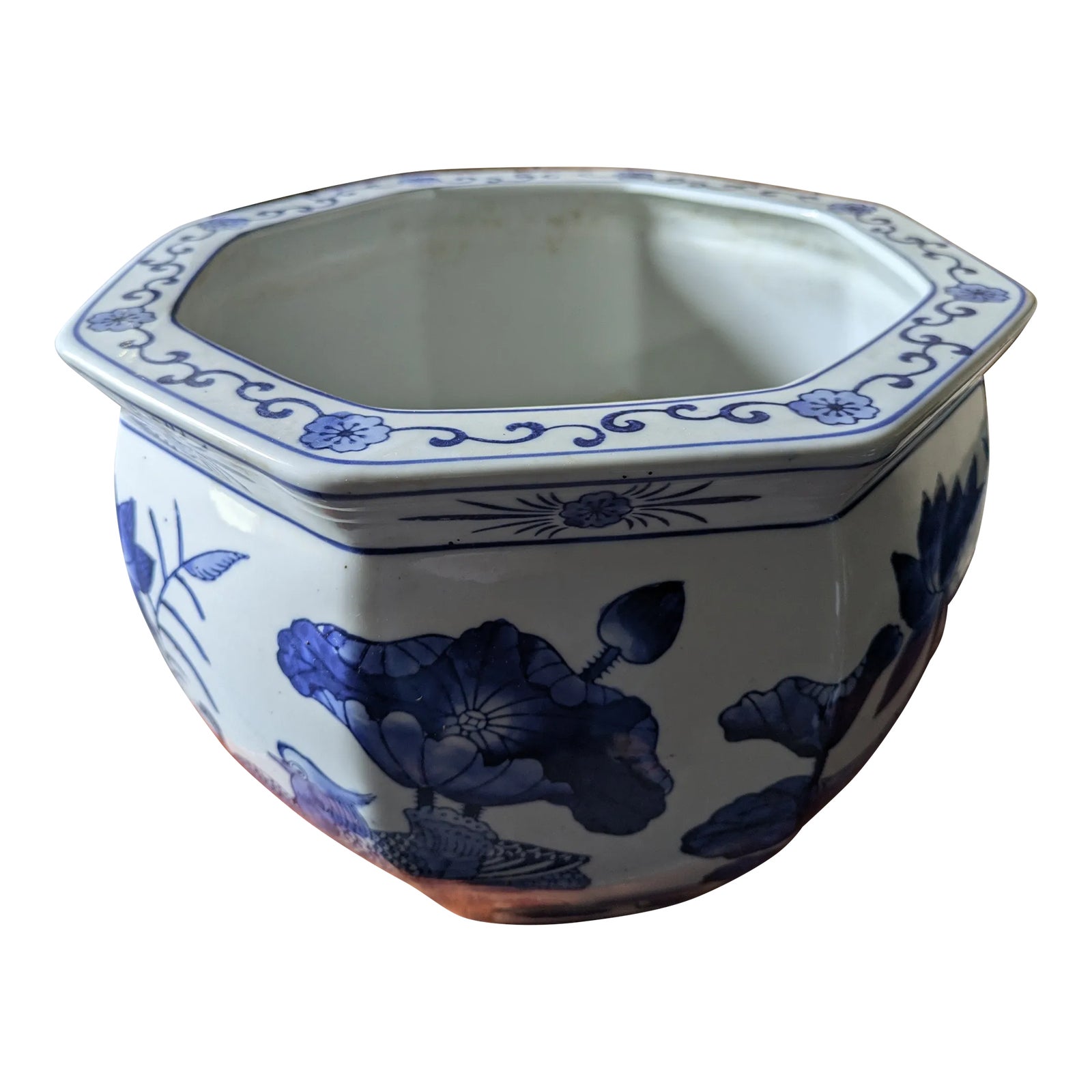 Mid 20th Century Octagonal Porcelain Planter | Chairish