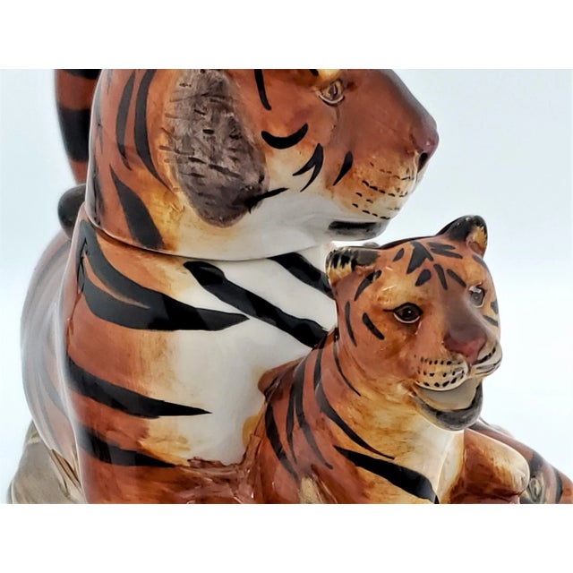 Vintage Ceramic Tiger and Cubs Tea Pot With Striped Tiger Tail Handle ...