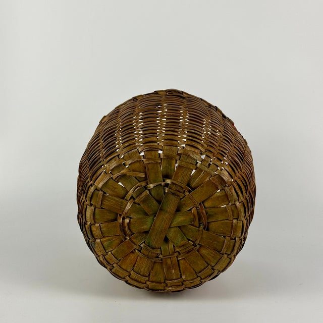 19th Century Antique Woven Ash Splint Gathering Basket, Round & Deep ...