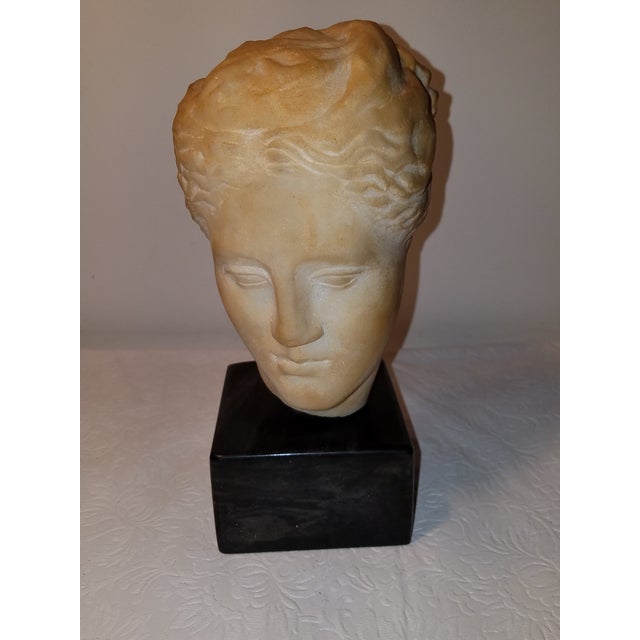 Italy, Antiquity, Carved Alabaster and Marble Female Head | Chairish