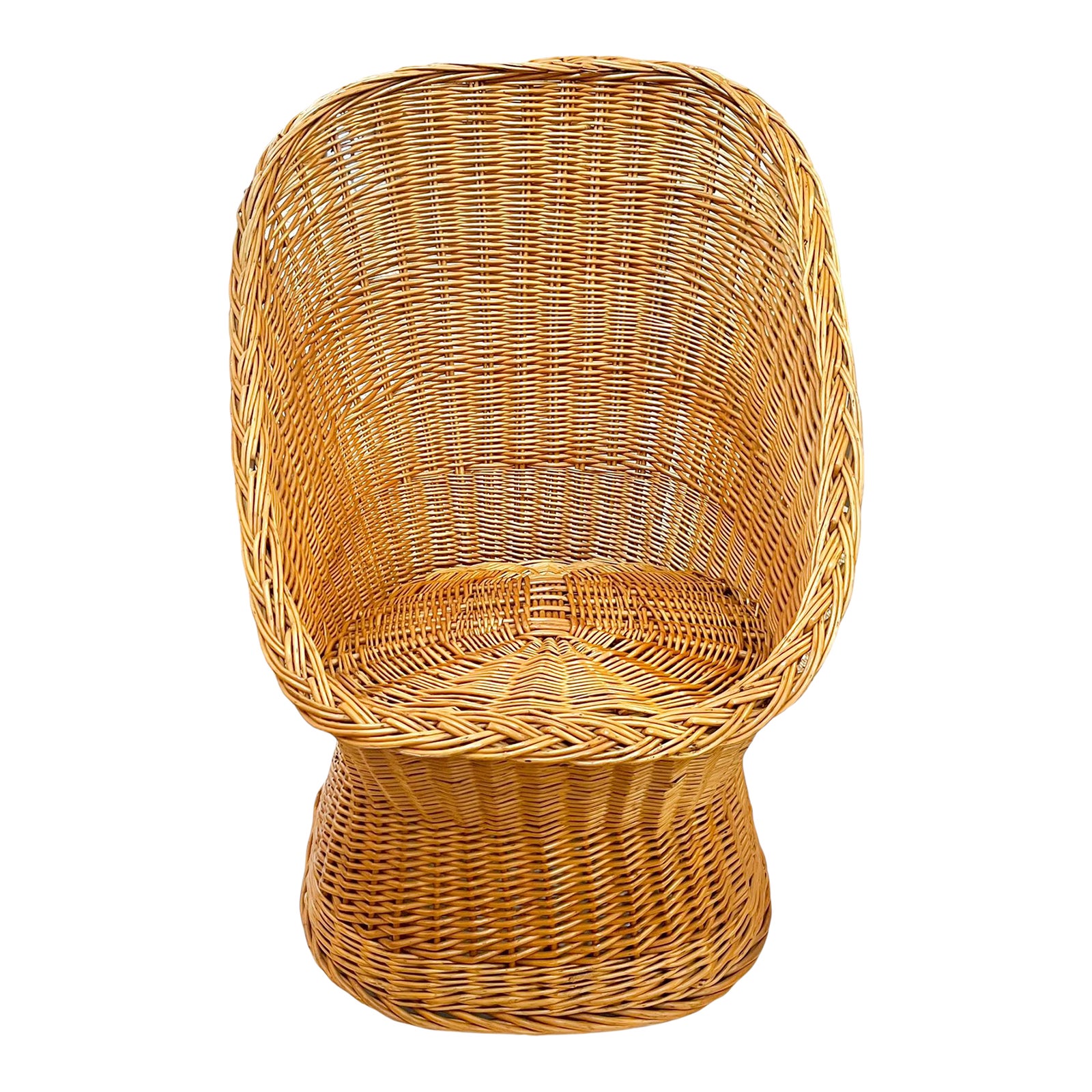 Mid 20th Century Vintage Wicker Rattan Barrel Back Mid Century Chair ...