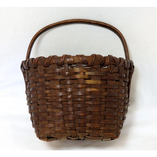 Antique American New England Hand Woven Splint Basket | Chairish