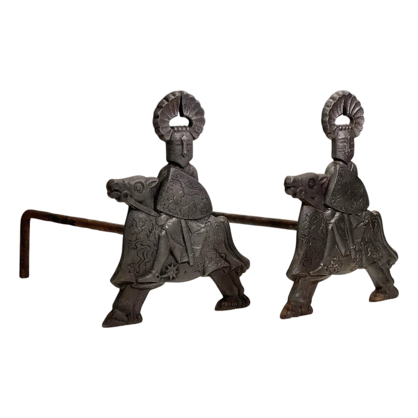 Mid-Century Modern Cast Iron Fire Dogs from Ystad-Metall, Sweden, 1960s ...