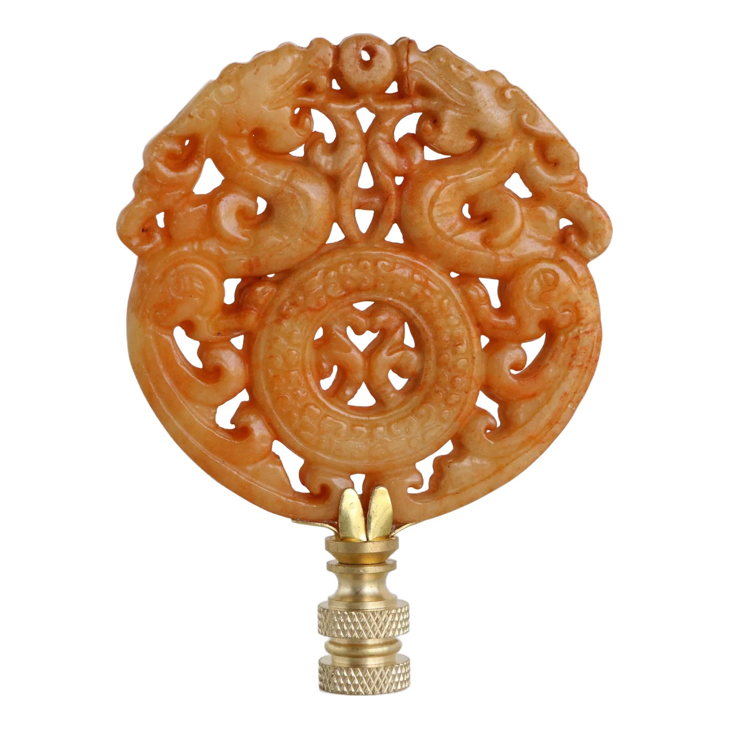 Chinese Guardian Dragon Lamp Finial on Brass Hardware | Chairish
