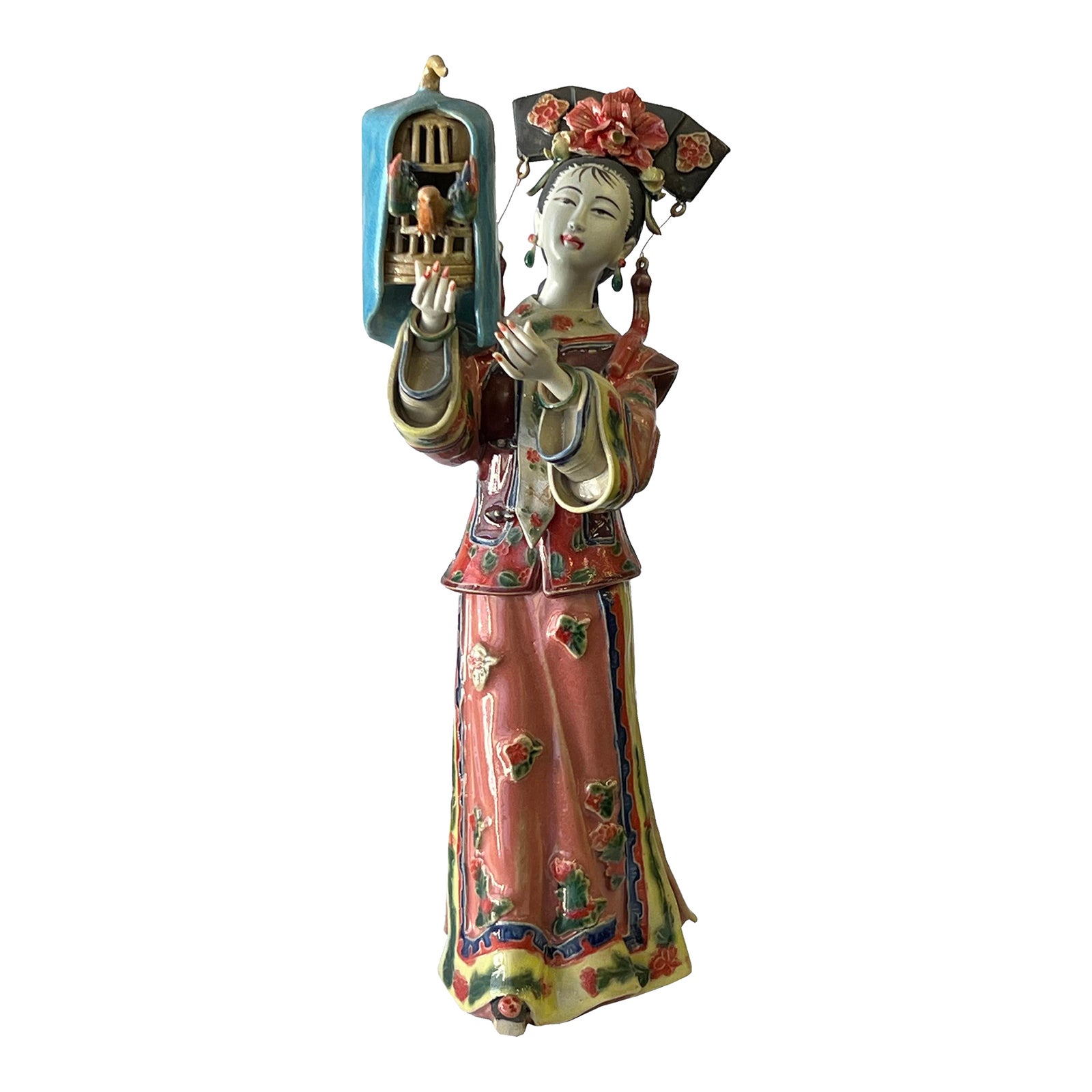 Chinese Oriental Porcelain Ancient Style Dressing Lady Figure | Chairish