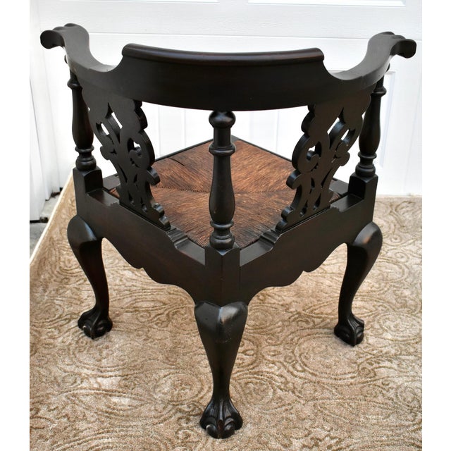 Antique Carved Mahogany Georgian Style Corner Chair With Rush Seat ...