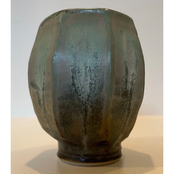 Contemporary Wheel Thrown Faceted Stoneware Cup | Chairish