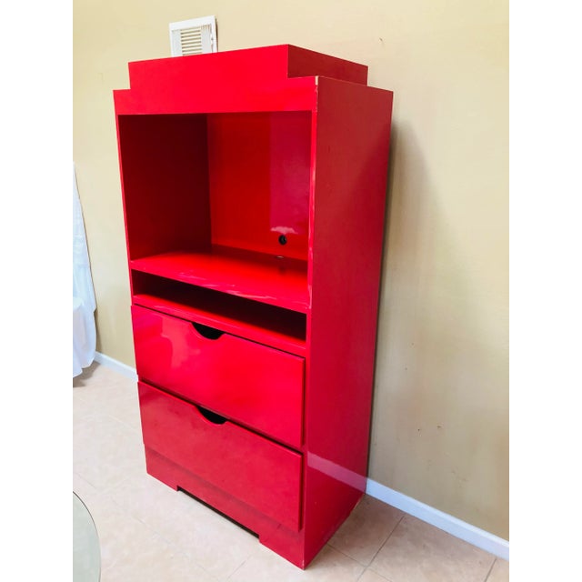 1980s Post Modern Red Lacquered Cabinet | Chairish