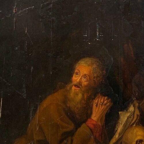 After Gerrit Dou, Hermit, 17th Century, Oil on Panel | Chairish