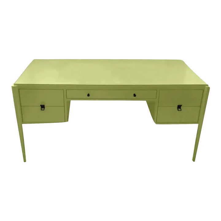Mid 20th Century Lacquered Green Writing Desk | Chairish