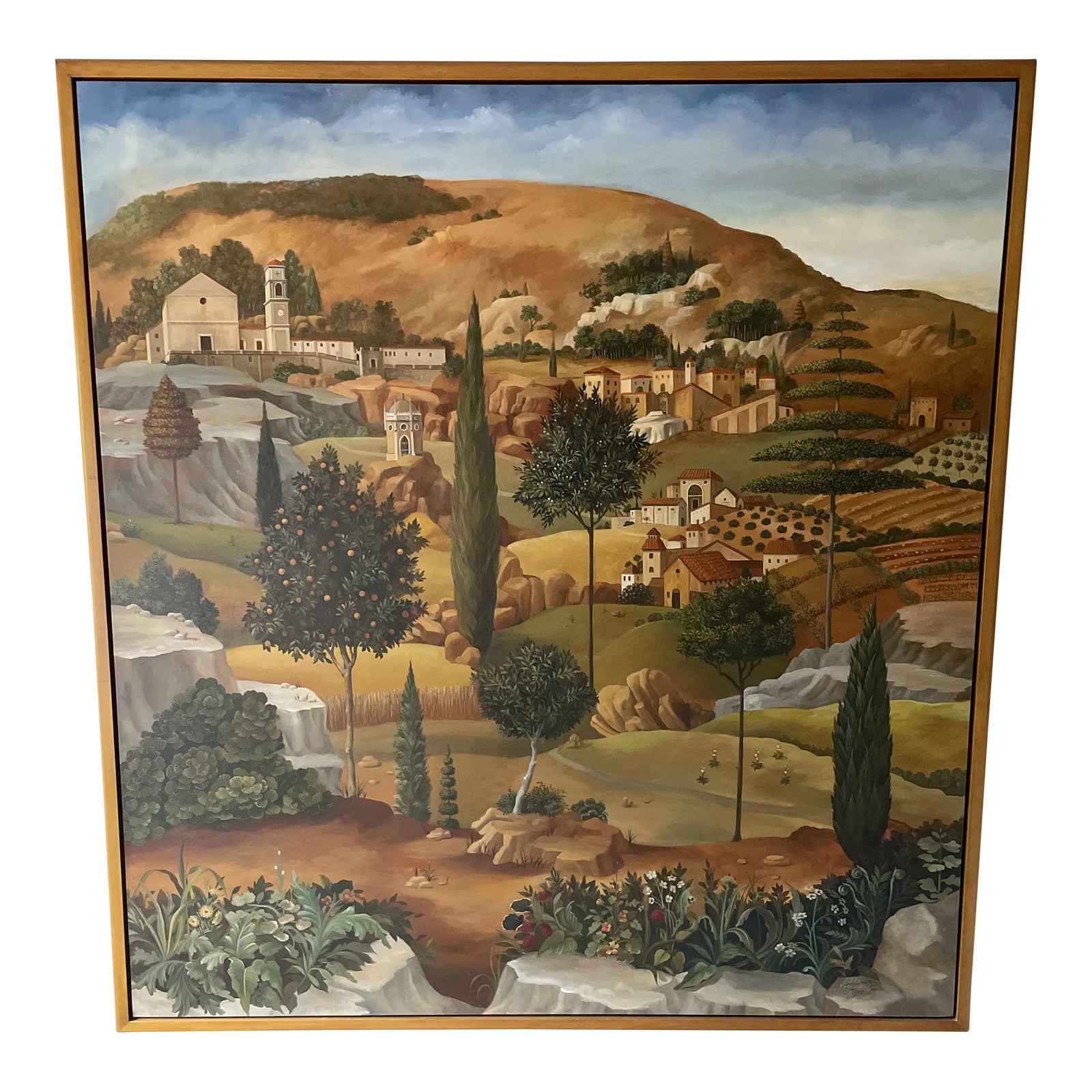 Original Sicilian Countryside Landscape Framed Oil Painting on Canvas ...
