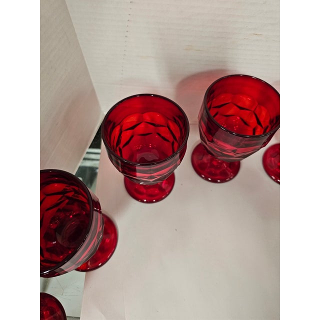 Mid Century Modern Viking Glass Ruby Red Goblets, Attributed - Set of ...