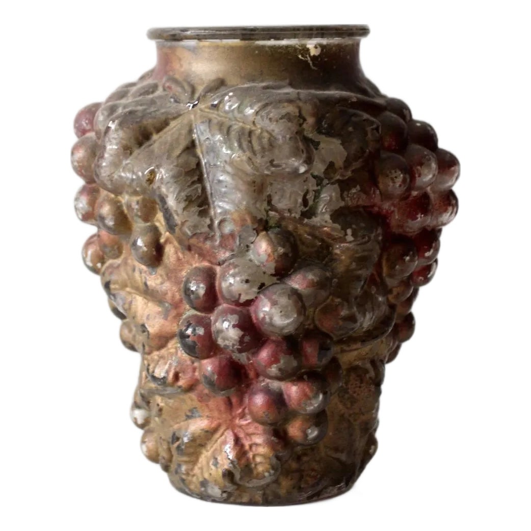 Vintage Goofus Glass Vase With Grape Relief | Chairish