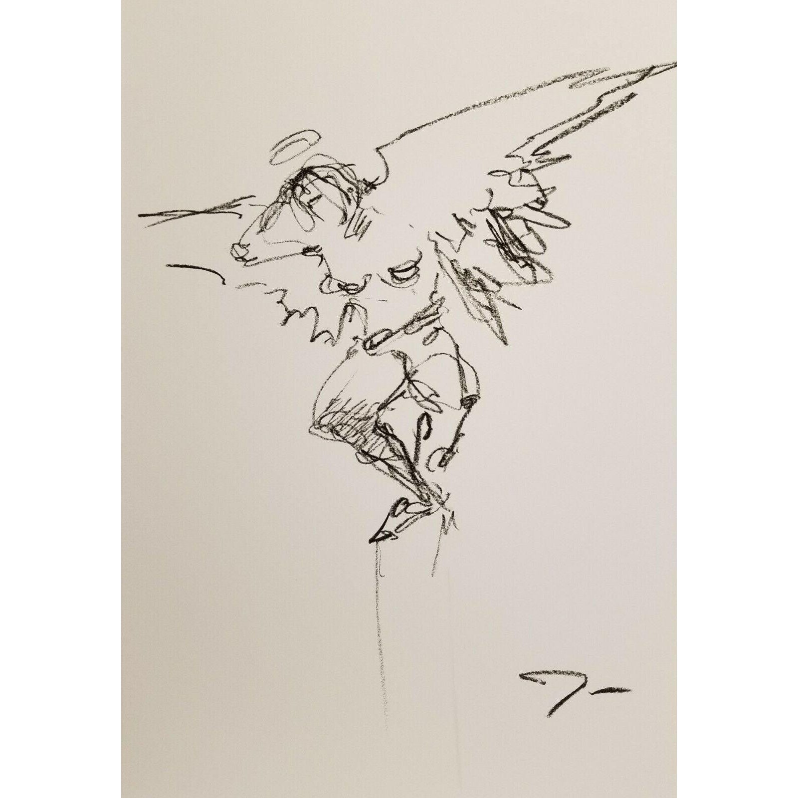 Jose Trujillo Expressionism Minimalism Angel Figure Oil Pastels ...