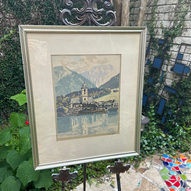 Vintage Hans Figura Aquatint Etching on Silk - St. Wolfgang Im ...